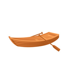 Wooden boat on water surface Royalty Free Vector Image