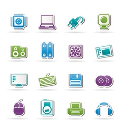 Computer parts and accessories icons Royalty Free Vector