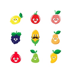 Fruits and vegetables group cartoon Royalty Free Vector