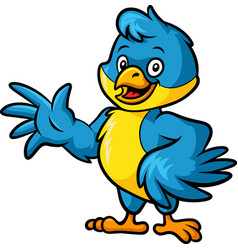 Cartoon happy little bird flying Royalty Free Vector Image