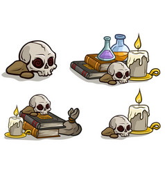 Cartoon viking warrior skulls in metal helmet Vector Image