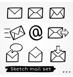 Sketch style mail message or envelope hand drawn Vector Image