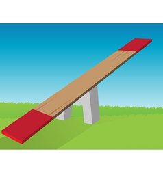 Funny two kids cartoon playing see saw Royalty Free Vector