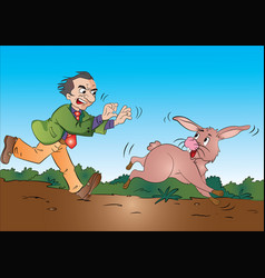 White rabbit running away Royalty Free Vector Image