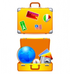 Open travel bag suitcase luggage on white Vector Image