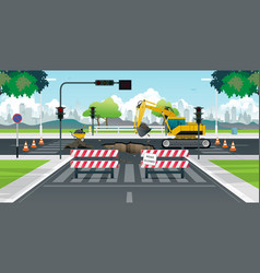 Cartoon highway traffic road to city with cars Vector Image