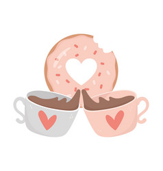 Two cups of coffee with cookies Royalty Free Vector Image