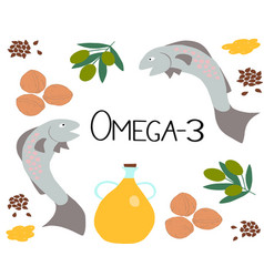 Omega 3 fish oil supplements advertising Vector Image