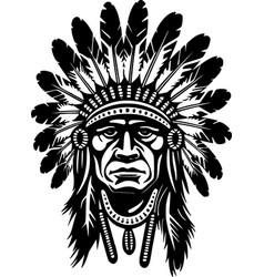 Apache man wearing an indian chief headdress Vector Image