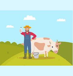 Farmer and farm animals Royalty Free Vector Image