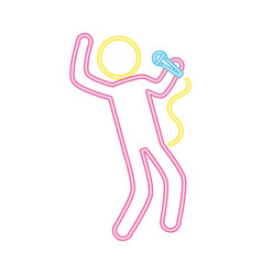 Music notes and stars neon Royalty Free Vector Image