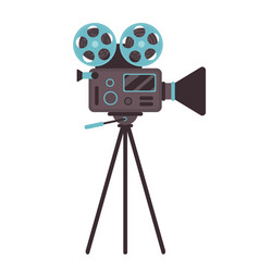 Cinema movie camera side view template Royalty Free Vector