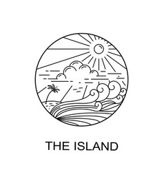 Big wave line art in round shape Royalty Free Vector Image