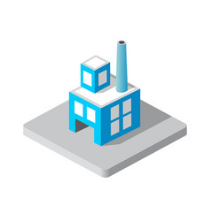 Factory building red icon in the flat style Vector Image