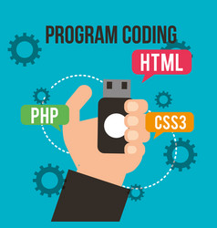 Program coding girl and boy web development Vector Image