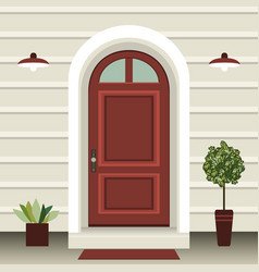 House door front with doorstep and mat steps Vector Image