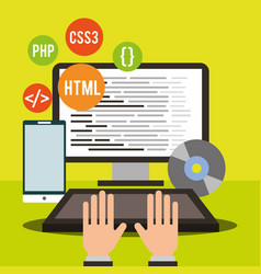 Program coding girl and boy web development Vector Image