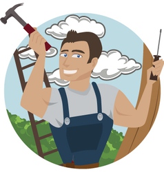 Carpenter with wood and tools Royalty Free Vector Image