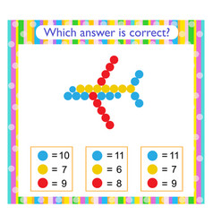 Math activity for kids find the correct answer Vector Image
