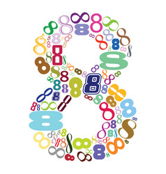 Counting number eight with pig and chicks Vector Image