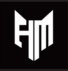 Hm logo monogram with shield shape isolated blue Vector Image