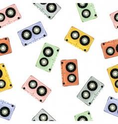 Audio cassette seamless pattern Royalty Free Vector Image