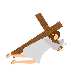 Side view of jesus christ holding cross Royalty Free Vector