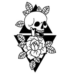 Skull and roses frame Royalty Free Vector Image