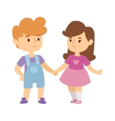 Cartoon little kids holding hand Royalty Free Vector Image