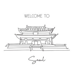 One continuous line drawing prambanan temple Vector Image