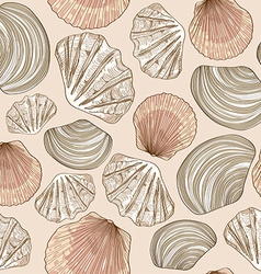 Seamless shell pattern hand drawn seashells Vector Image