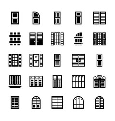 Set of black window icons Royalty Free Vector Image