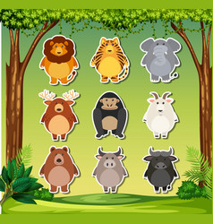 Sticker set with hand puppets Royalty Free Vector Image