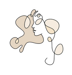 Face a beautiful young woman line art 1 Royalty Free Vector