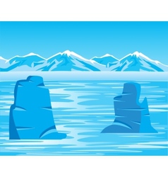 Cartoon winter landscape with iceberg and ice Vector Image