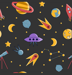 Seamless cartoon space background Royalty Free Vector Image