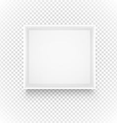 Realistic white picture frame on transparent Vector Image