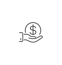 Line cash dollar money icon on white background Vector Image