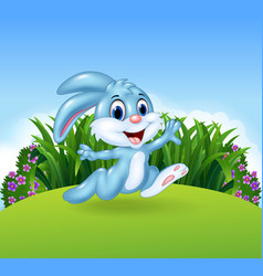 White rabbit running away Royalty Free Vector Image