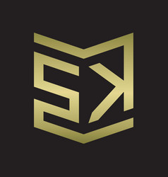 Sk logo monogram triple ribbon style line design Vector Image