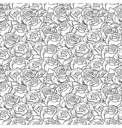 Seamless pattern with rose flowers line art Vector Image