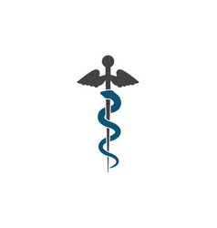 Caduceus medical symbol with two snakes staff Vector Image