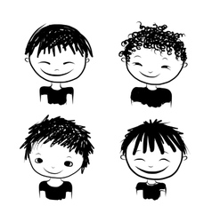 Four man outline faces Royalty Free Vector Image