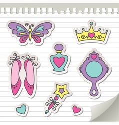 Girl set of stickers for messenger label icon Vector Image