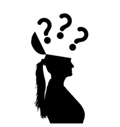 Question mark icon business with female face Vector Image
