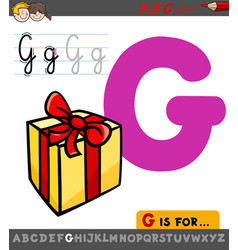 Letter g with gnome cartoon Royalty Free Vector Image