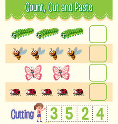 Insect math number worksheet Royalty Free Vector Image