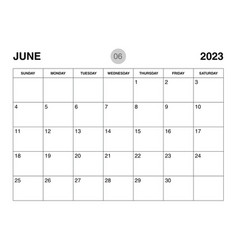 June 2023 year planner template calendar Vector Image