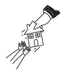 Hand drawn doodle bank deposit Royalty Free Vector Image