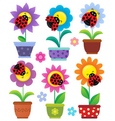 Stylized ladybugs theme set 1 Royalty Free Vector Image